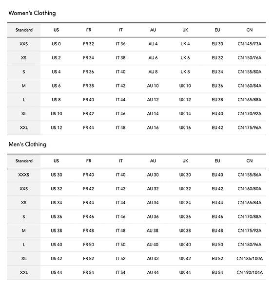 Clothing Sizes Uk To Eu